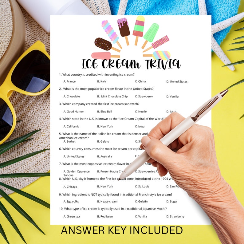Ice Cream Trivia Game | Icecream Printable Quiz | Summer Office Party ...