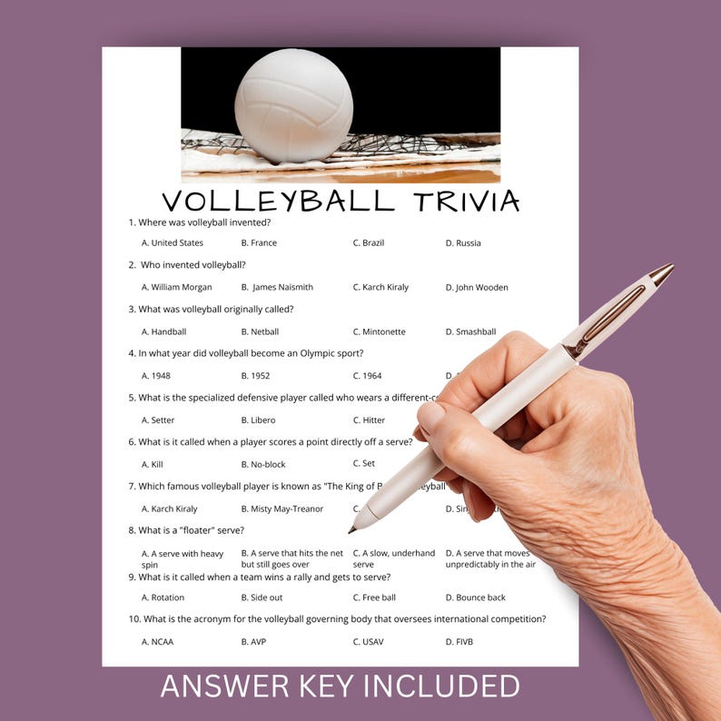 Volleyball Trivia Game | Printable Volleyball Quiz | Sports Trivia Quiz ...