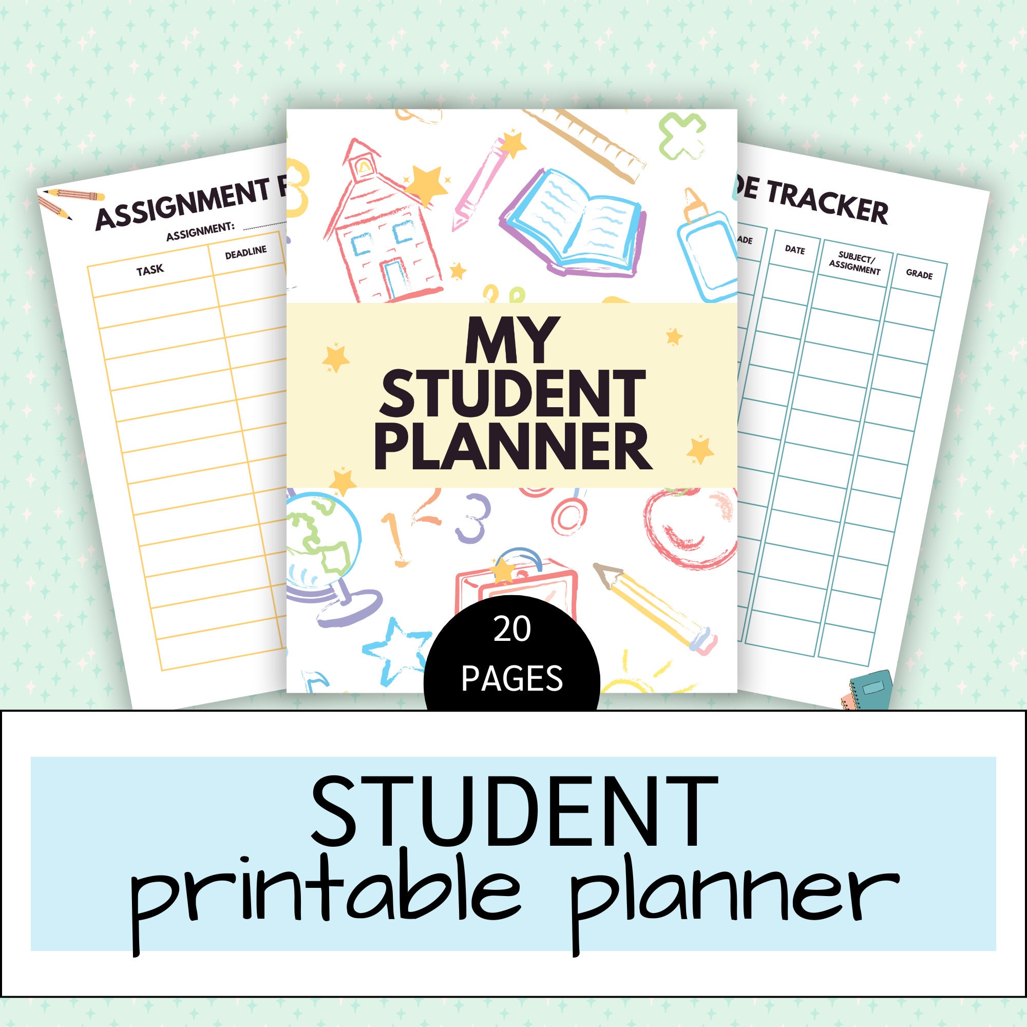 Student Planner Printable PDF | College Student Planner | School Year ...