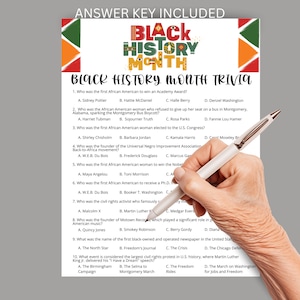 Black History Month Trivia Game: Printable Classroom Quiz (PDF) - Etsy