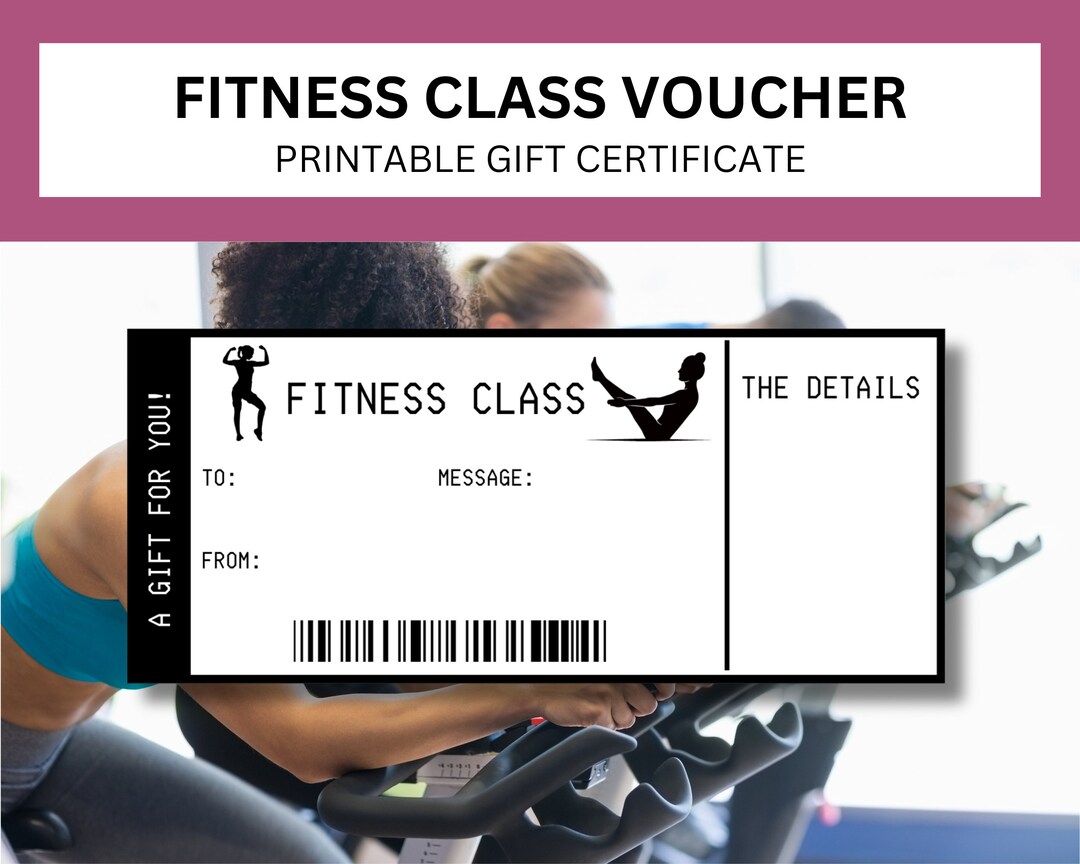 Fitness Class Gift Voucher: Printable Gym Pass (PDF) - Etsy