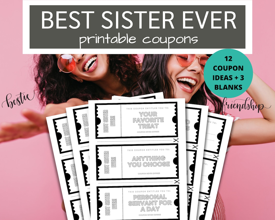 Sister Coupon Book | Best Sister Ever Birthday Voucher | Gift for ...