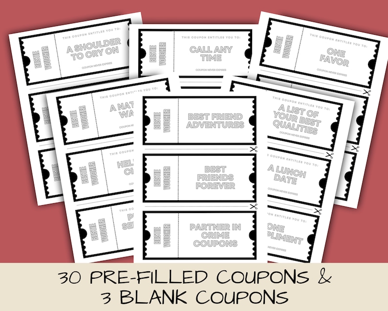 Best Friend Coupon Book | Friendship Coupons | Gift Vouchers for ...