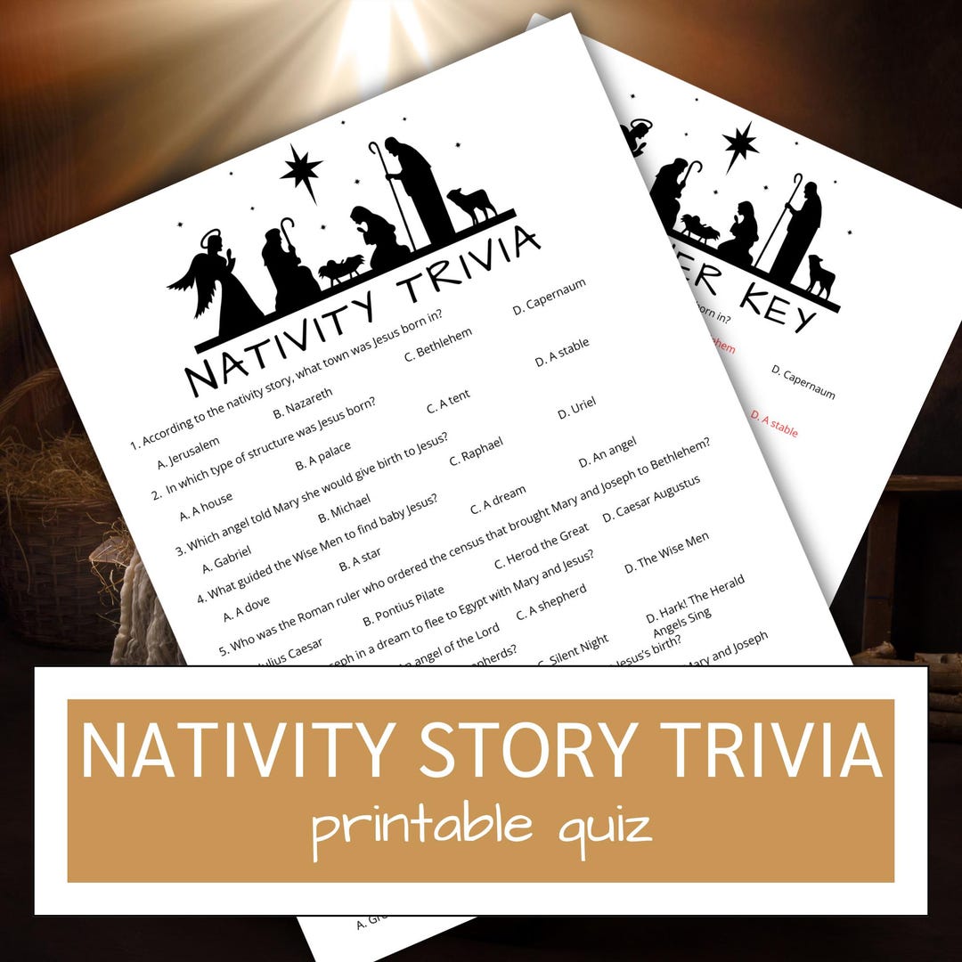 Christmas Trivia Game Nativity Christmas Printable Quiz Baby Jesus ...