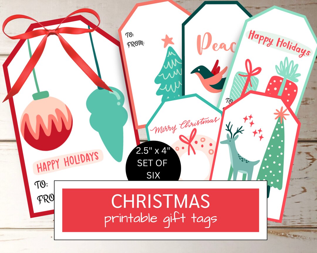 Christmas Gift Tags Printable | Holiday Gift Bag Tag | Xmas Goodie Bag ...