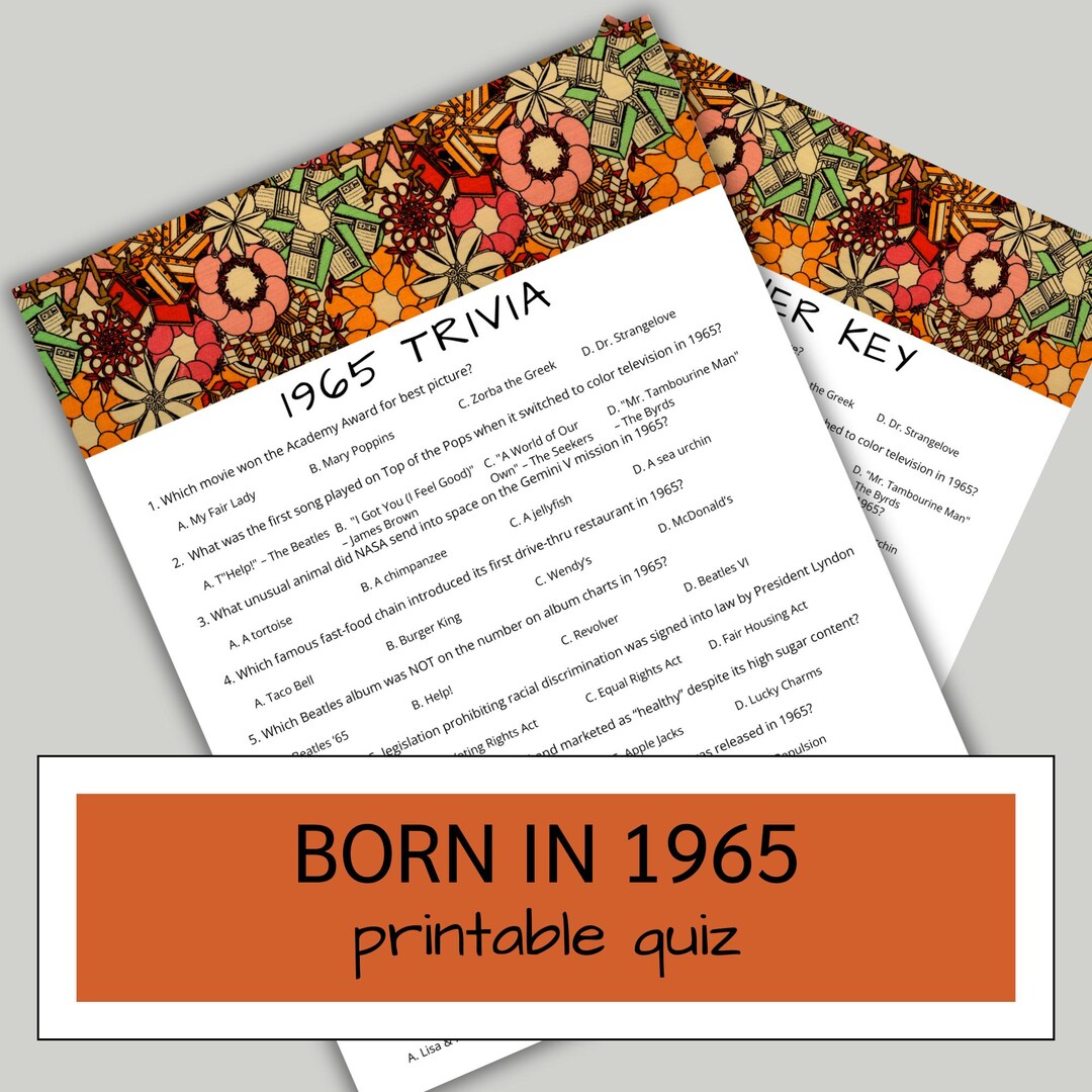 Born in 1965 Quiz | 60th Birthday Trivia Game | 60th Class Reunion ...