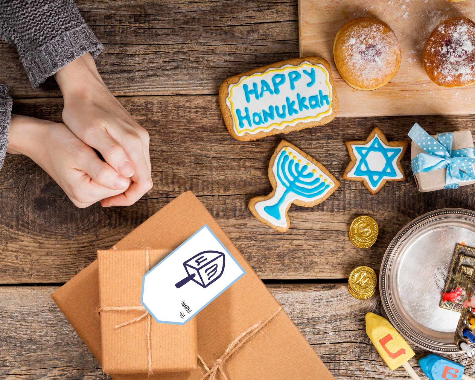 Hanukkah Gift Tags Printable Chanukah Gift Bag Tag Holiday Favor Label ...