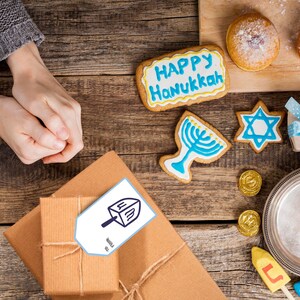 Hanukkah Gift Tags Printable Chanukah Gift Bag Tag Holiday Favor Label ...