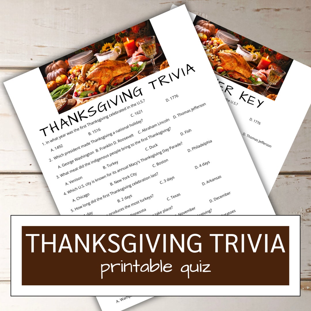 Thanksgiving Trivia Game | Giving Thanks Quiz Printable | Fall ...