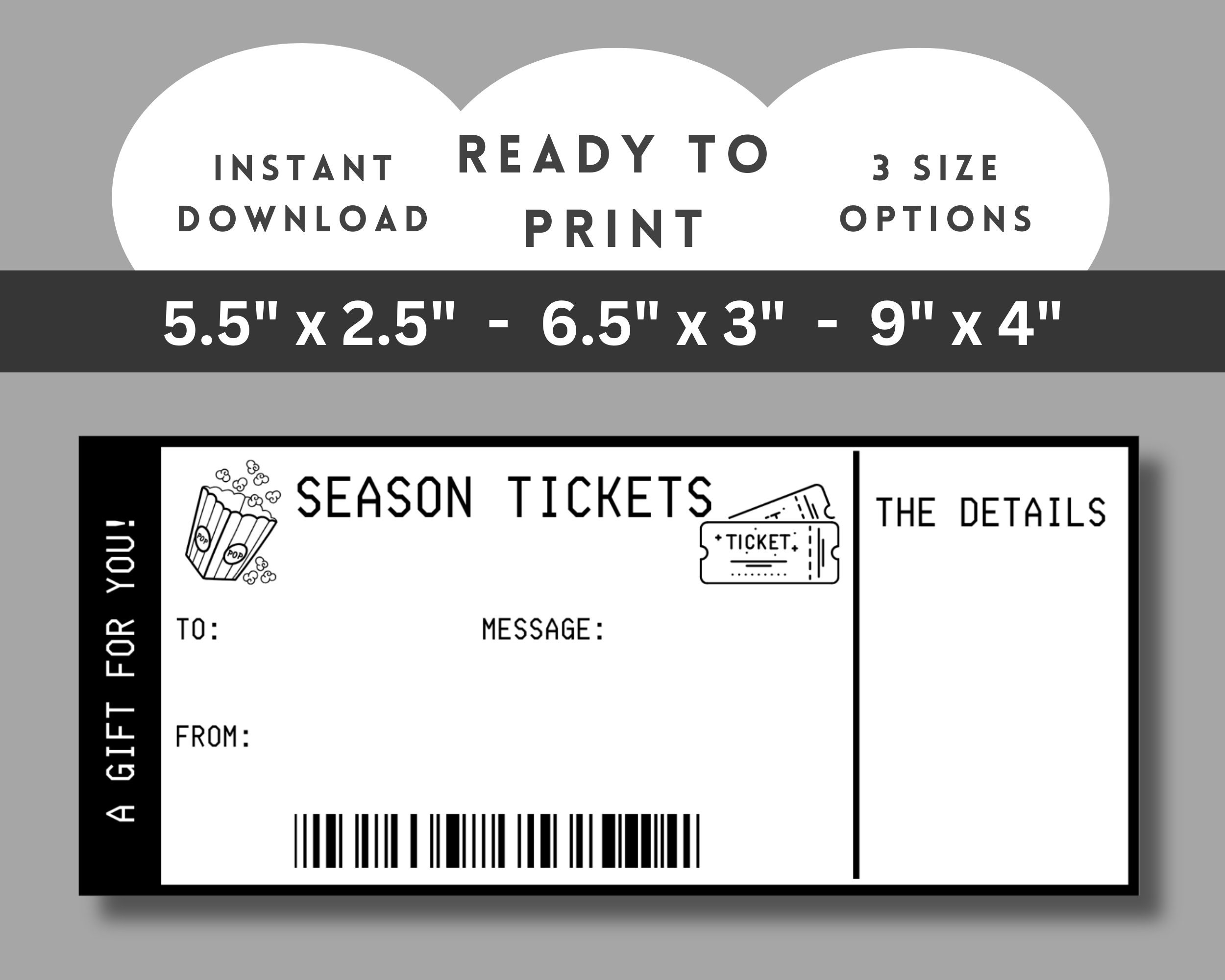 Sports Season Ticket Gift Certificate Template (PDF) - Etsy