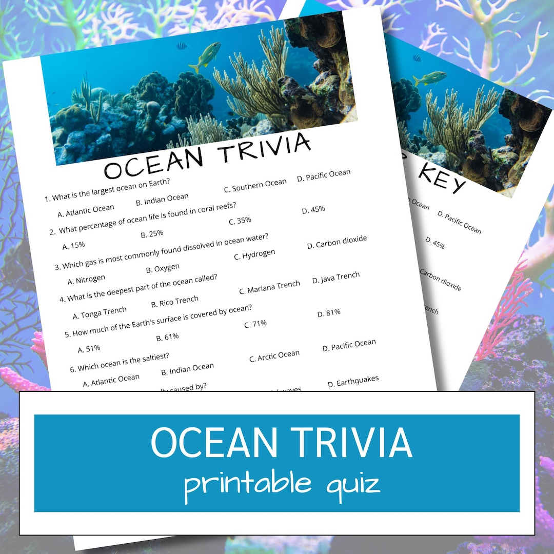 Ocean Trivia Game: Printable Quiz for Kids, Classroom Activity (PDF ...
