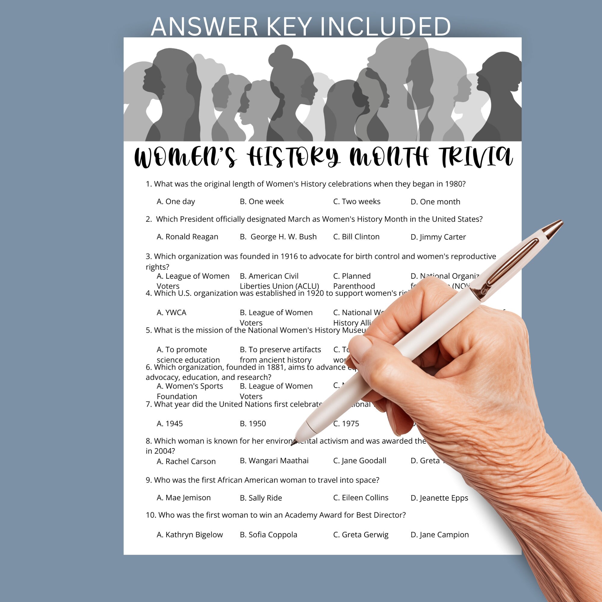 Women's History Month Trivia Quiz: Printable Game (PDF) - Etsy