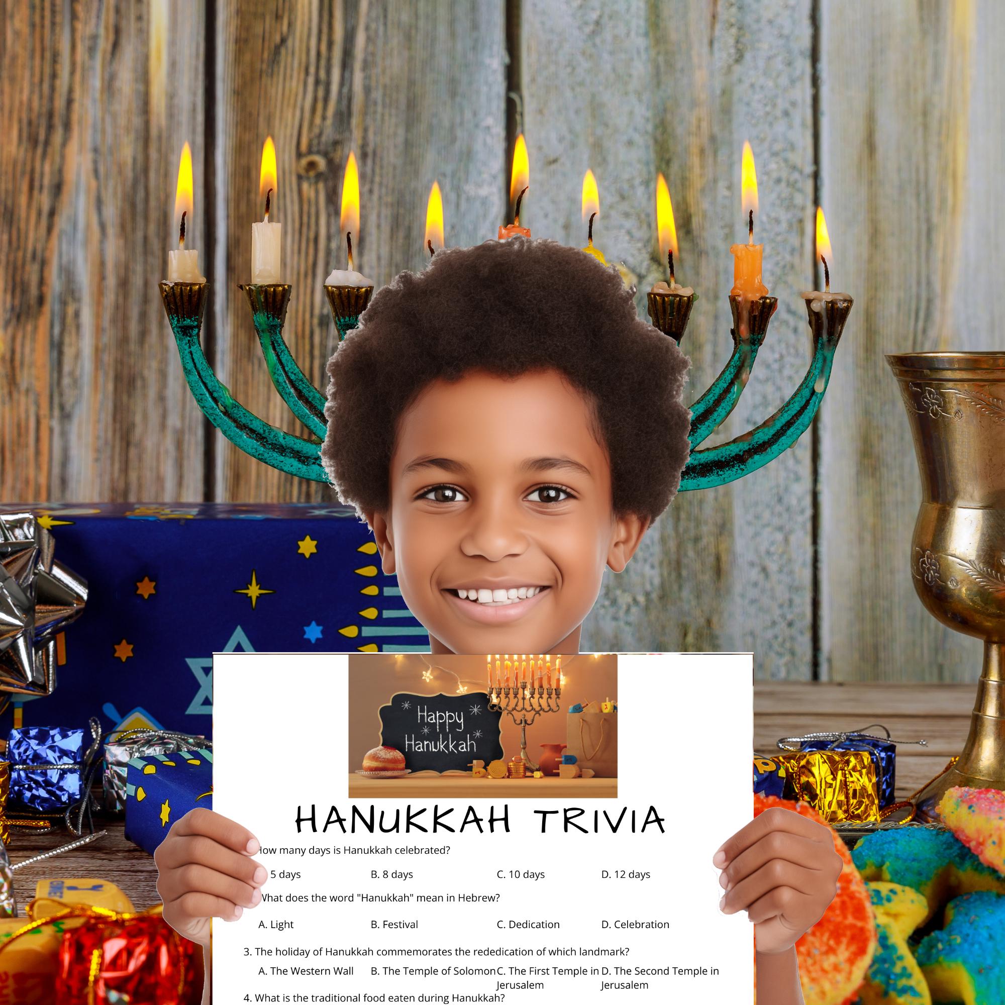 Hanukkah Quiz Printable | Jewish Holiday Trivia Game | Happy Chanukah ...