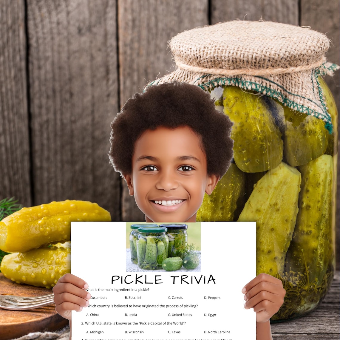 Pickle Trivia Printable Game | National Pickle Day Quiz | Pickle Theme ...