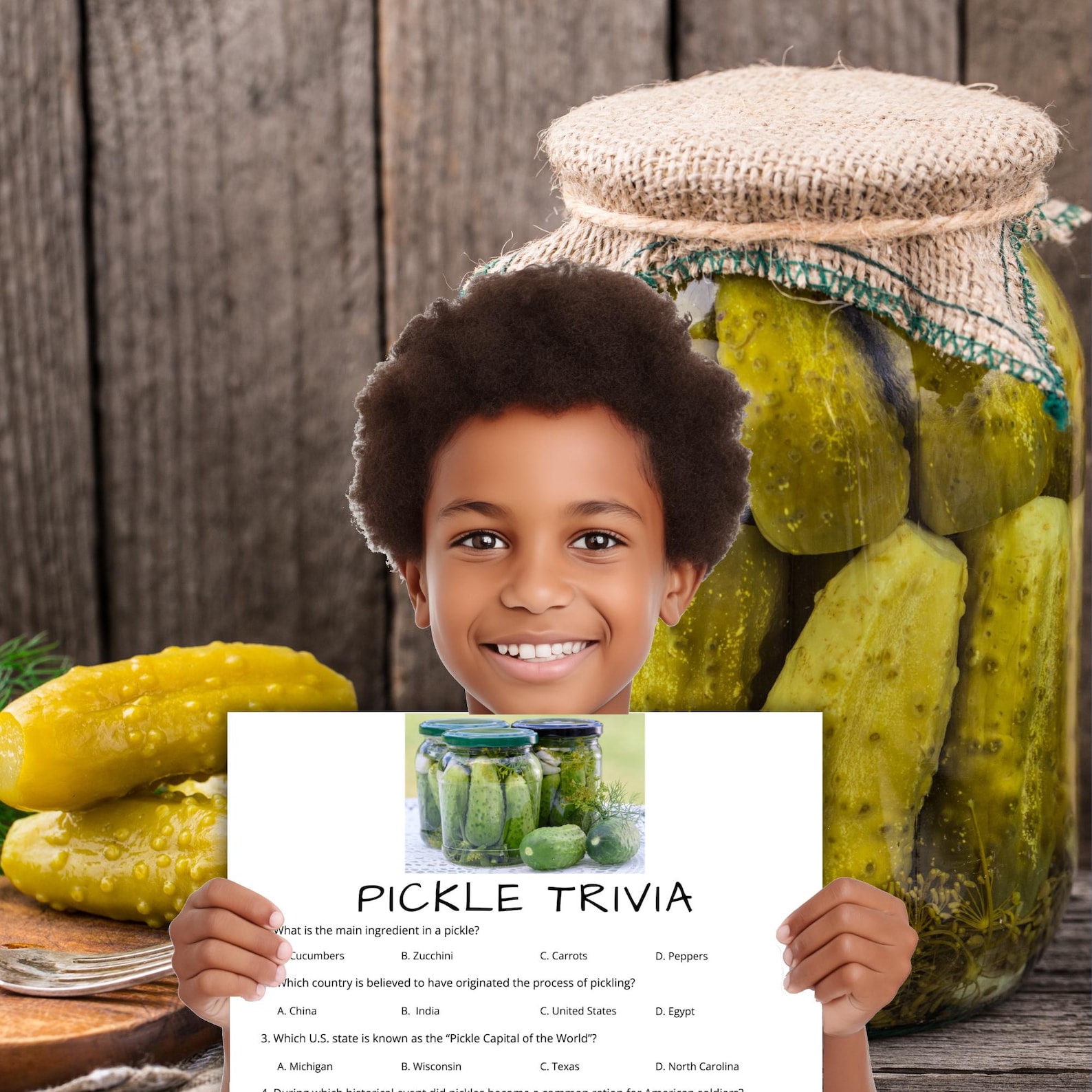Pickle Trivia Printable Game | National Pickle Day Quiz | Pickle Theme ...