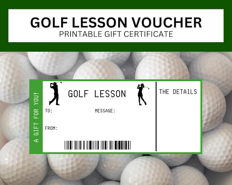 Golf Lesson Voucher: Printable Gift Certificate (PDF) - Etsy