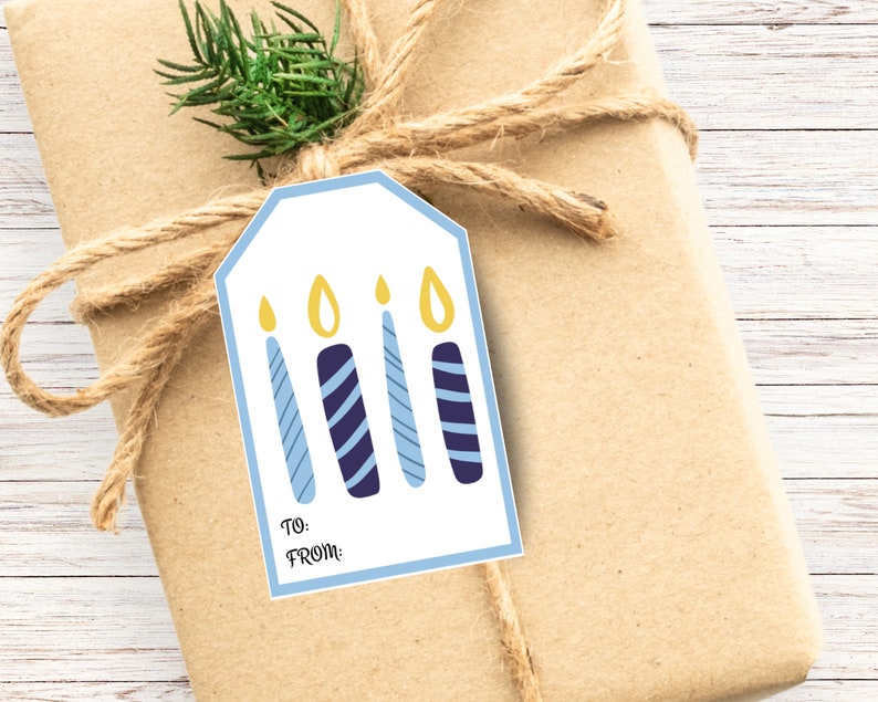 Hanukkah Gift Tags Printable Chanukah Gift Bag Tag Holiday Favor Label ...