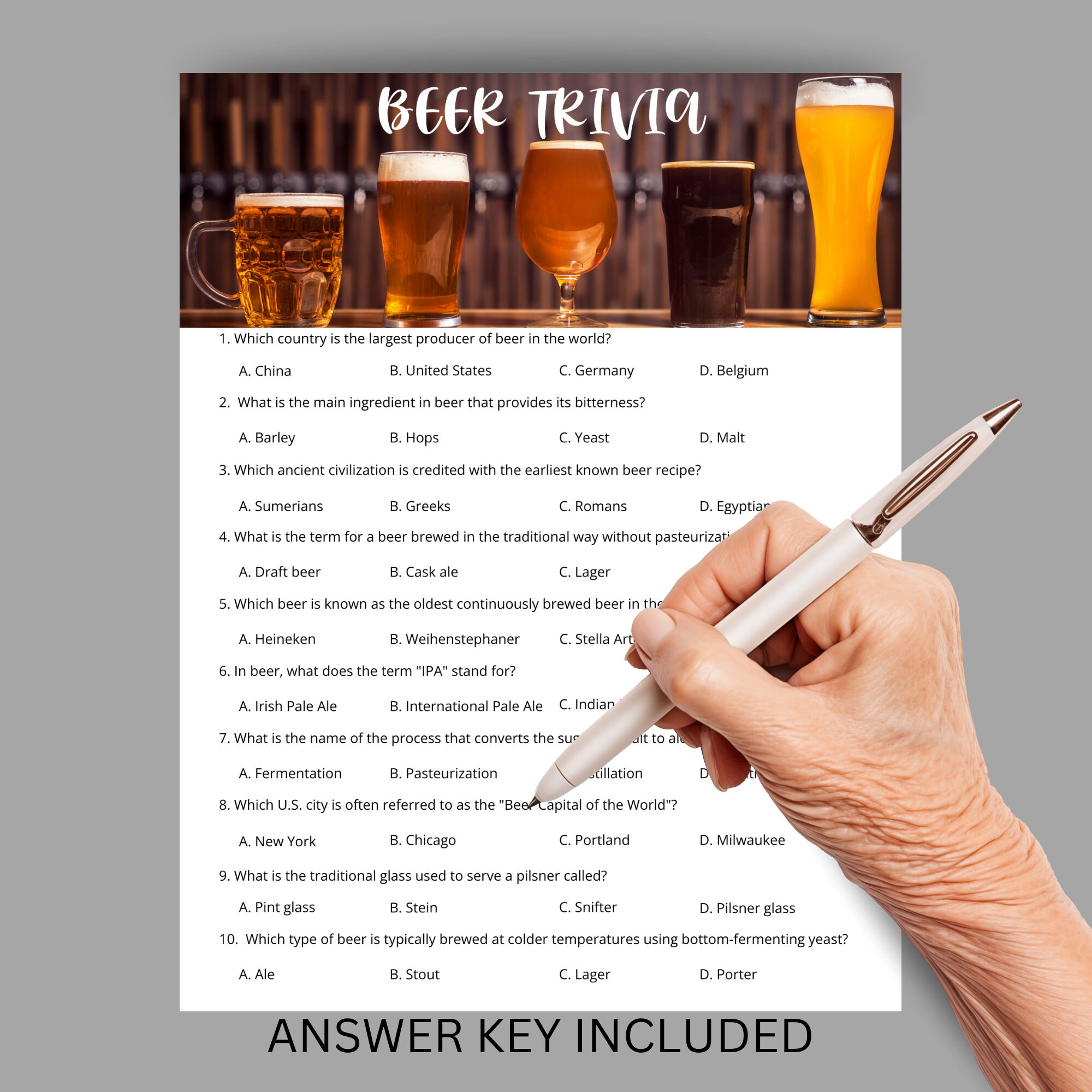 Beer Trivia Quiz: Fun Brewery Game for Bachelor Parties (PDF) - Etsy