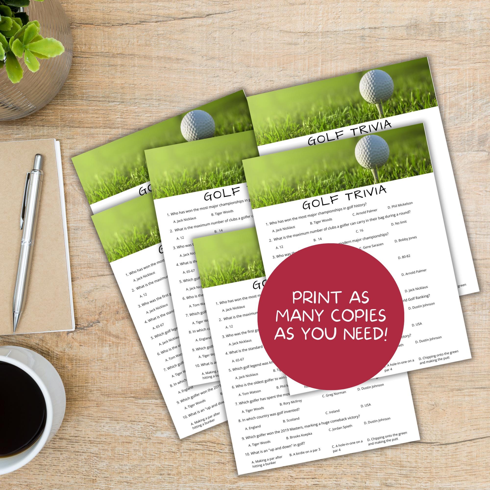 Golf Trivia Game: Printable Golf Theme Quiz (PDF Download) - Etsy
