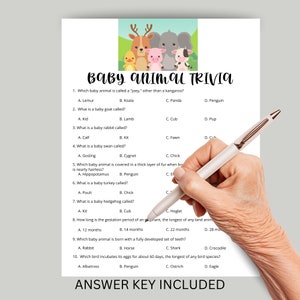 Baby Animal Quiz | Baby Shower Trivia Questions | Baby Shower Printable ...