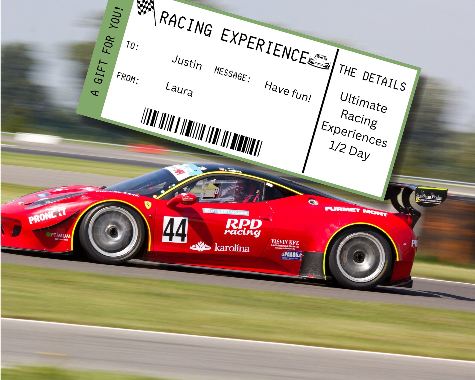 Racetrack Printable Voucher | Racing Experience Gift | Drive Exotic ...