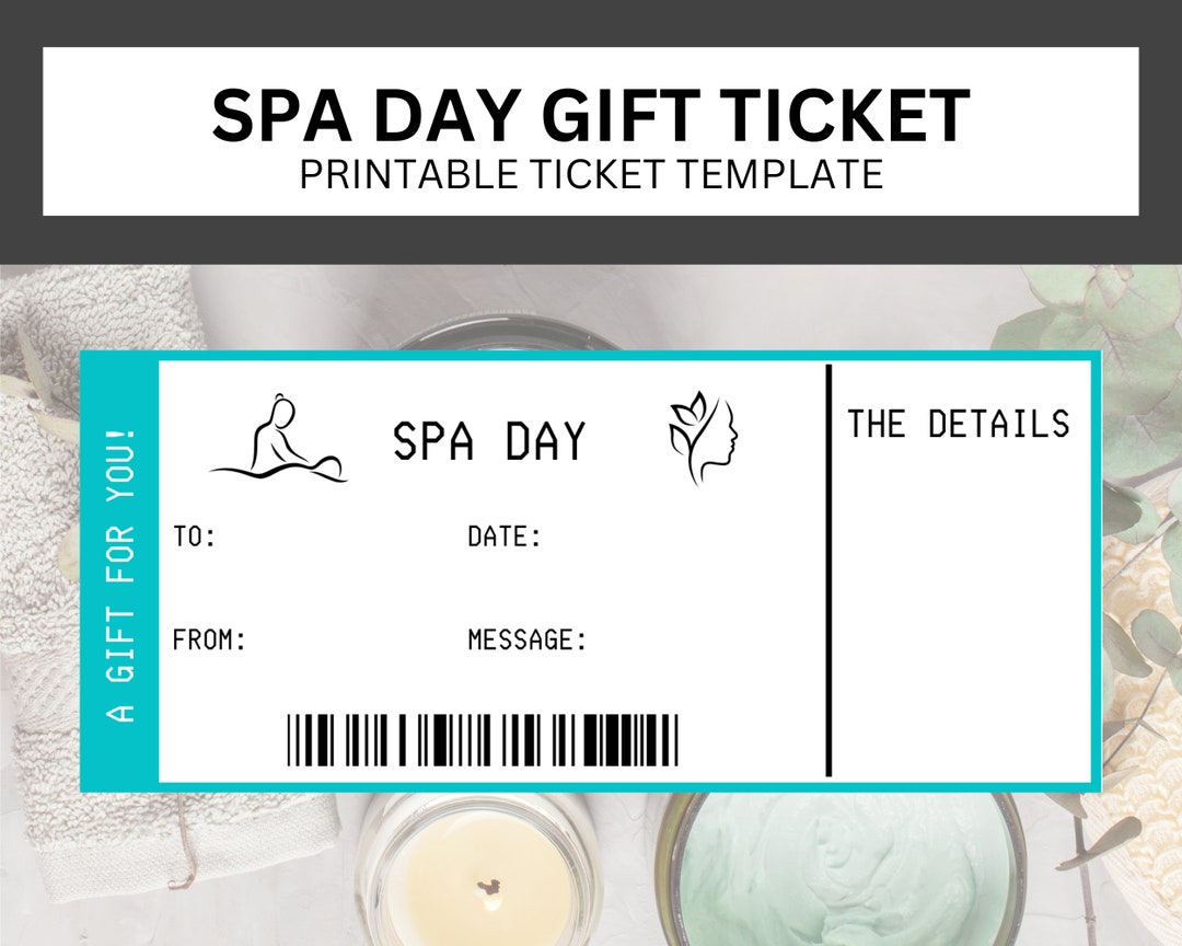 Spa Day Gift Ticket: Printable Massage & Facial Voucher (PDF) - Etsy