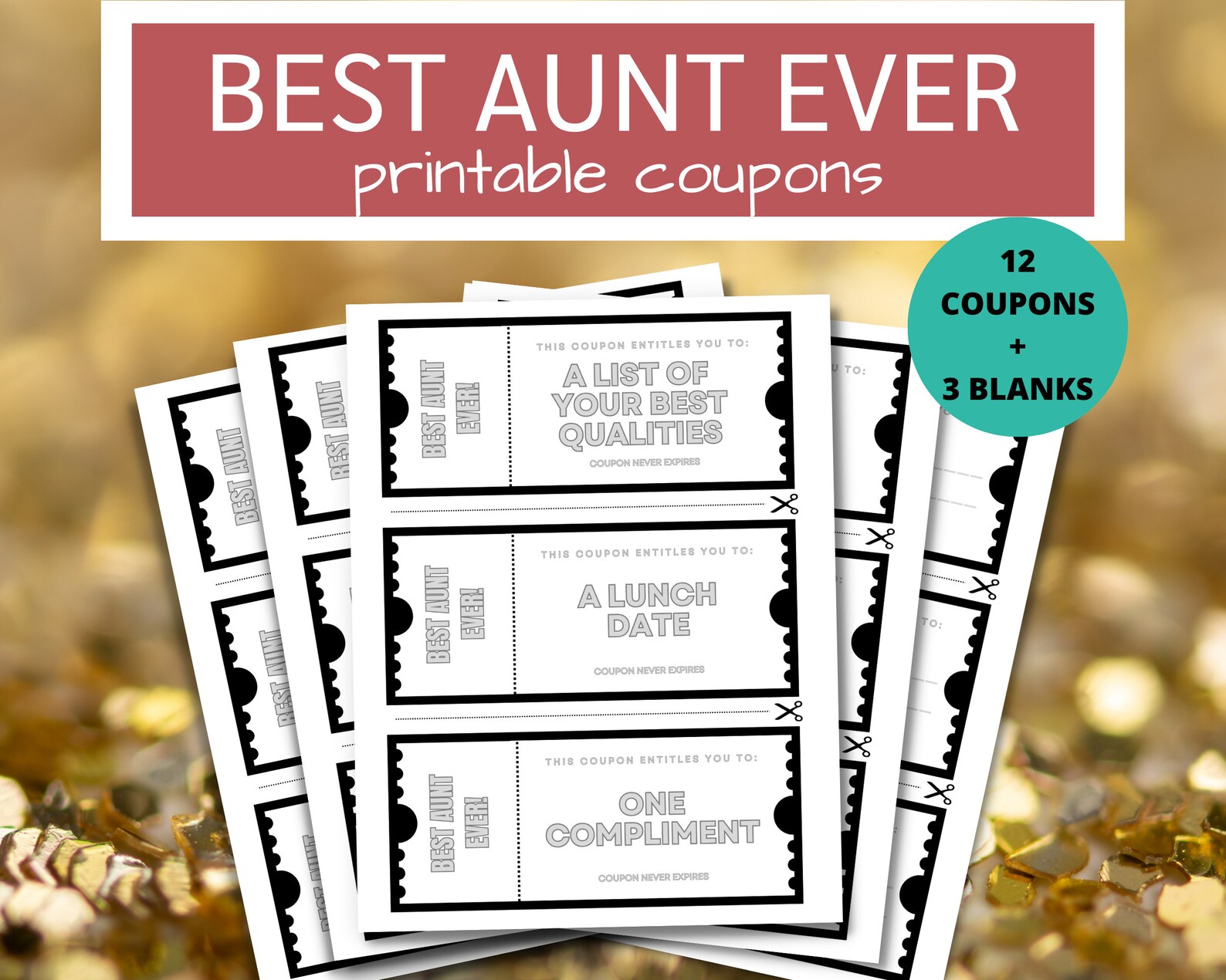 Aunt Coupon Book | Best Aunt Ever Birthday Voucher | Gift for Aunt ...