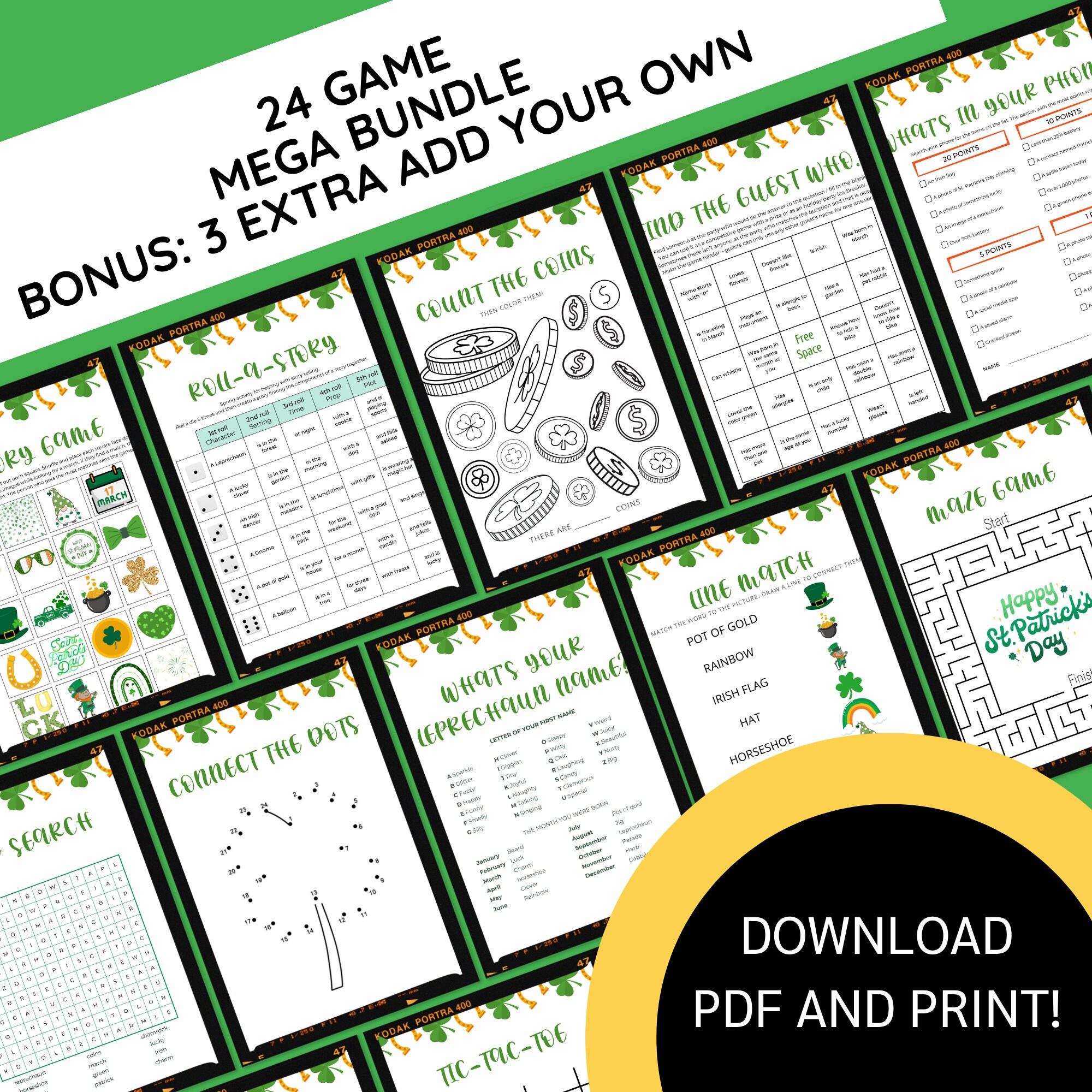 St Patricks Day Game Bundle 24 Saint Patty Family Party Games Kids ...