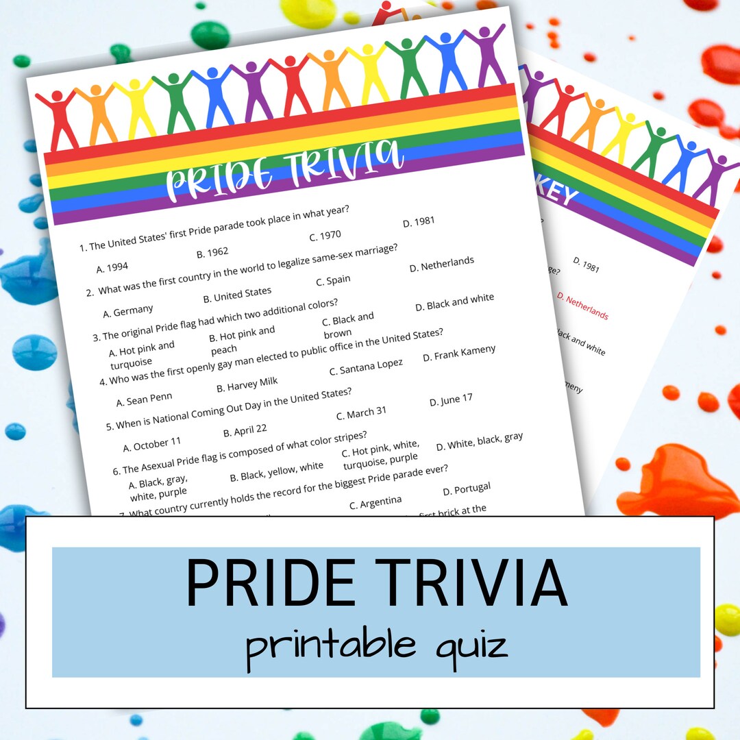 Pride Trivia Game: LGBTQ Quiz, Classroom Activity (PDF) - Etsy