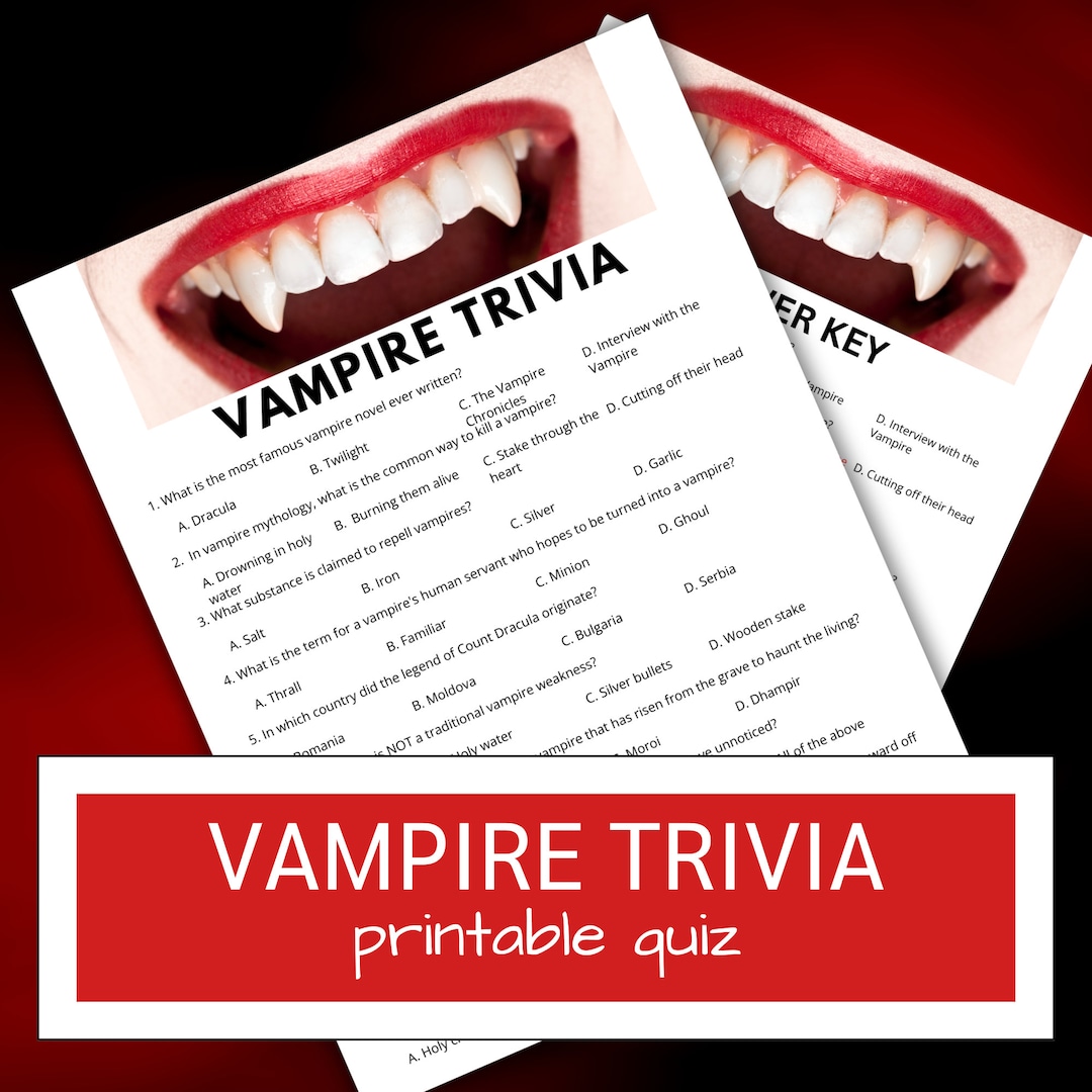 Vampire Quiz Printable | Vampire Trivia Game | Spooky Game Night ...