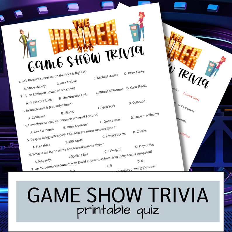 Game Show Trivia Quiz: Fun Family Activity (PDF Printable) - Etsy