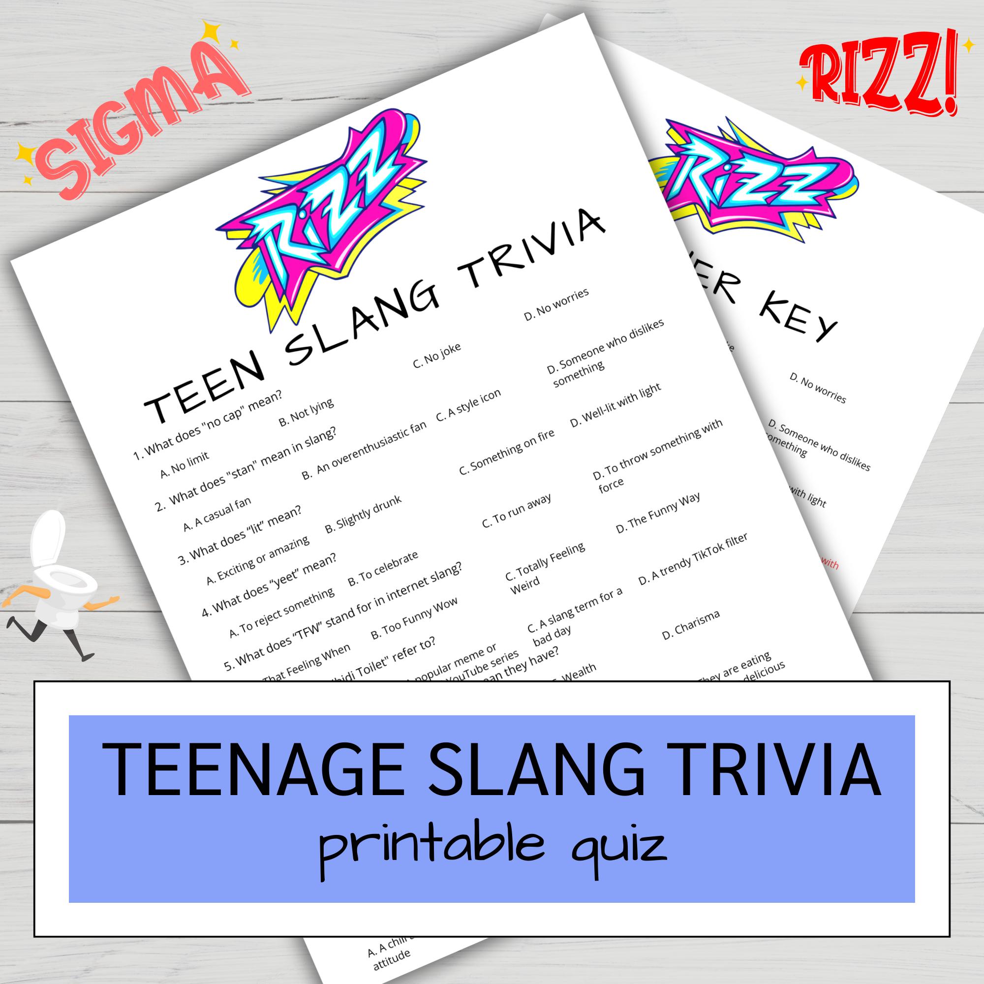 Teen Slang Trivia Game: Gen Alpha Quiz (printable PDF) - Etsy