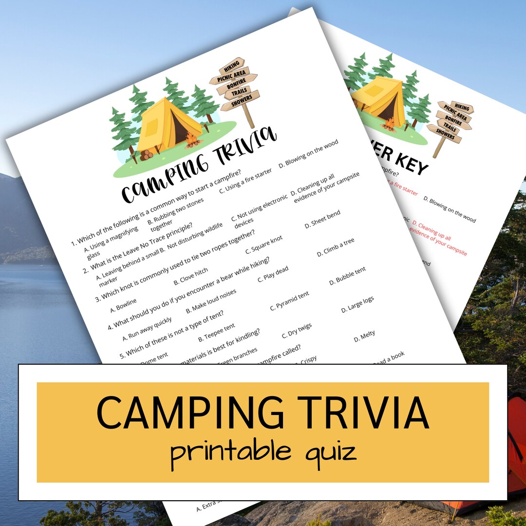 Camping Trivia Quiz: Printable Road Trip Games (instant Download) - Etsy