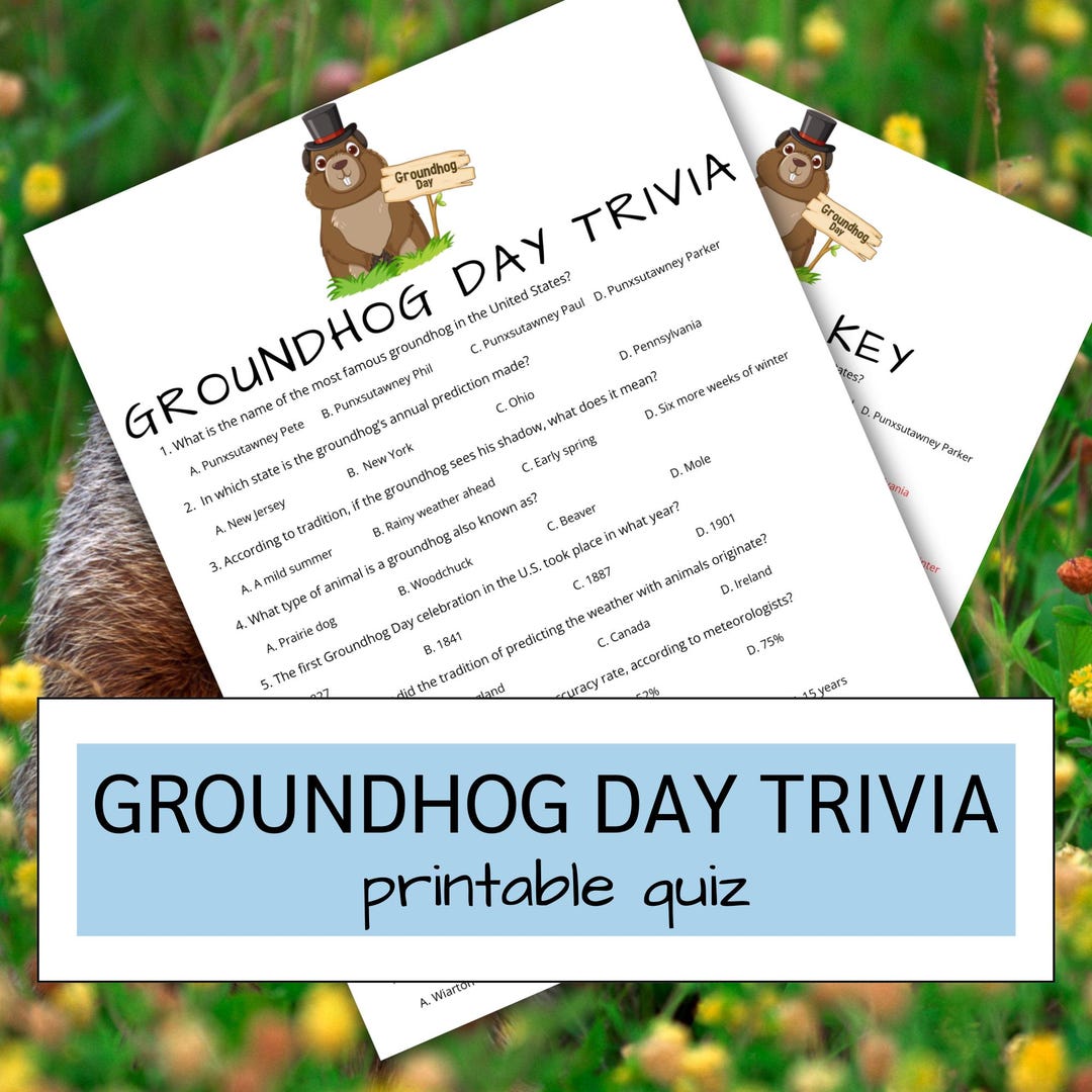 Groundhog Day Trivia Quiz: Punxsutawney Phil Game (PDF) - Etsy