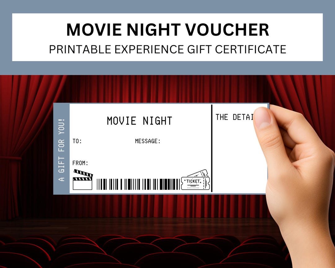 Movie Night Gift Voucher: Printable Date Night Coupon (PDF) - Etsy