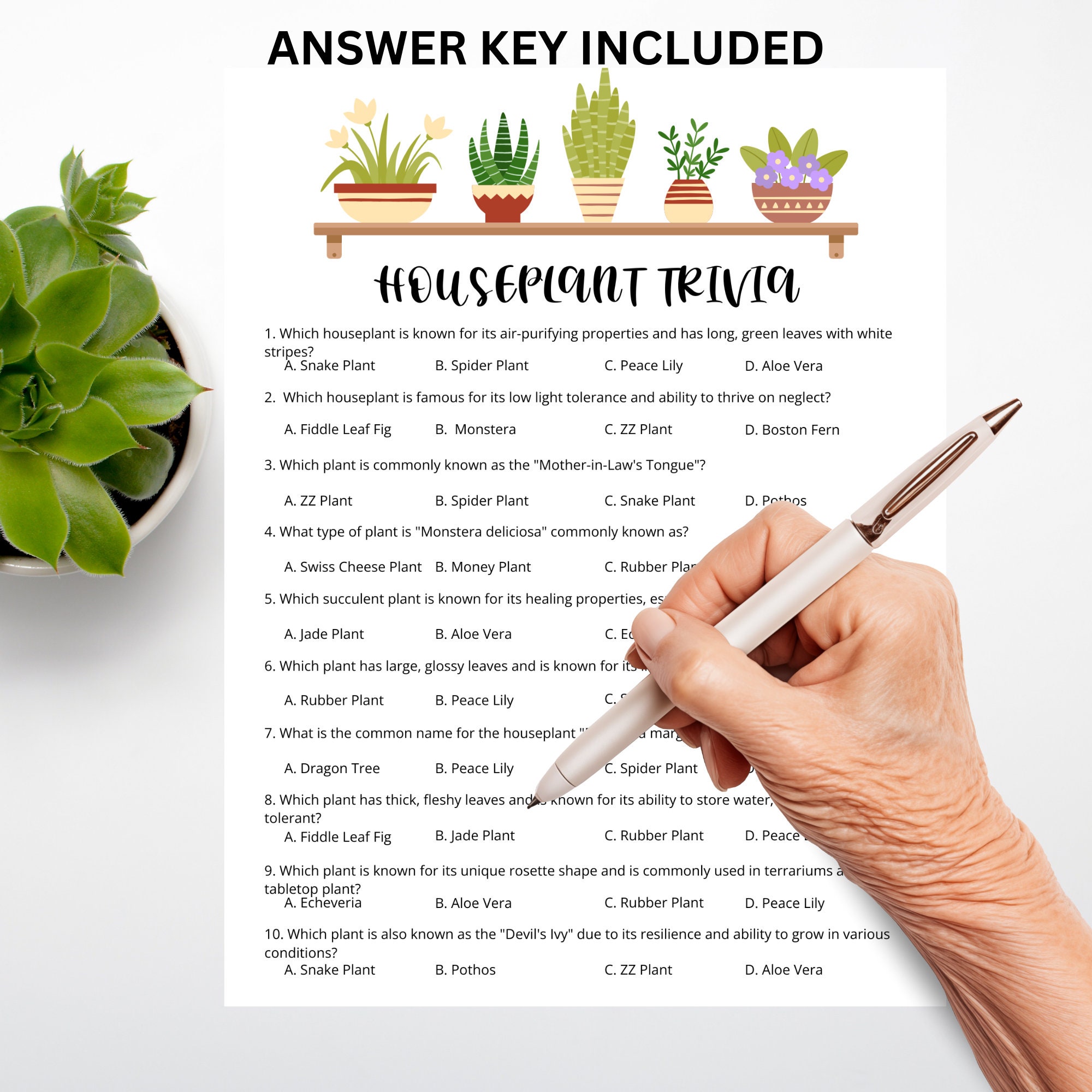 Houseplant Trivia Quiz: Fun Garden Party Game (instant Download) - Etsy