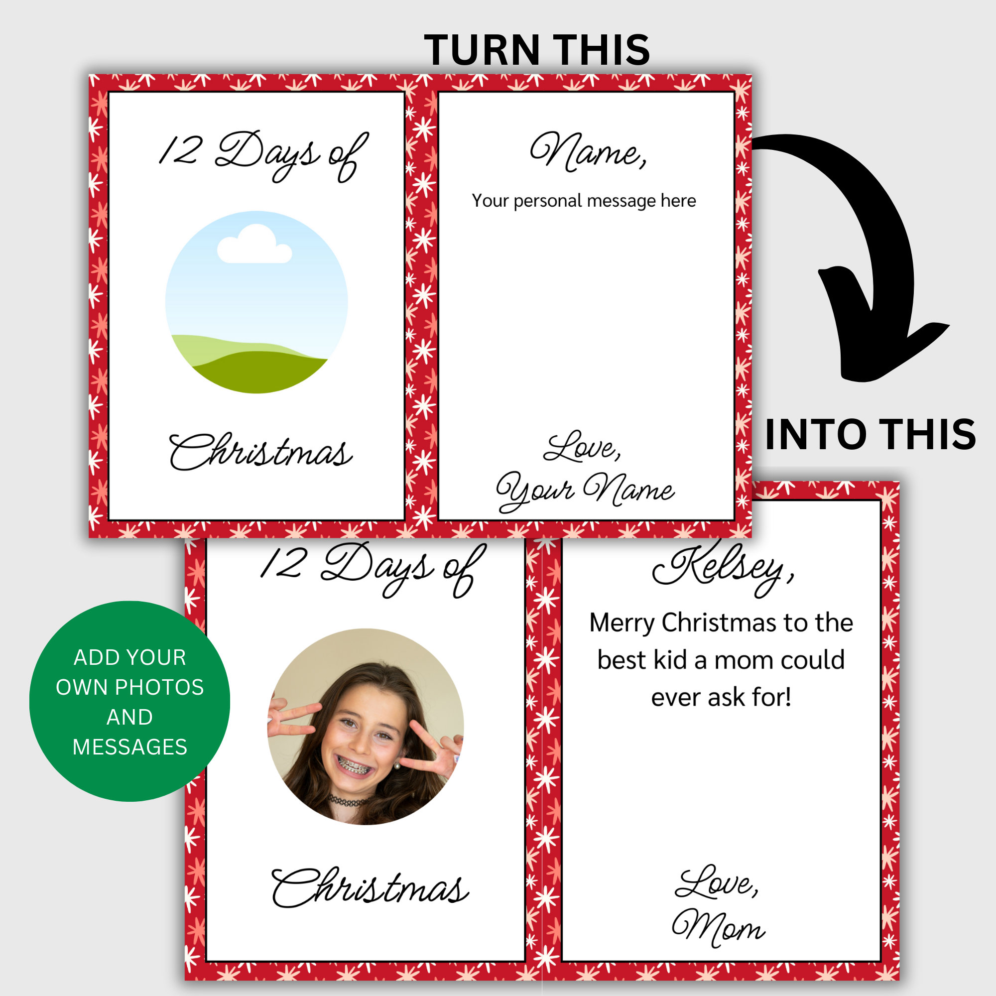 12 Days of Christmas Gift Card Book | Editable Canva Gift Card Holder ...