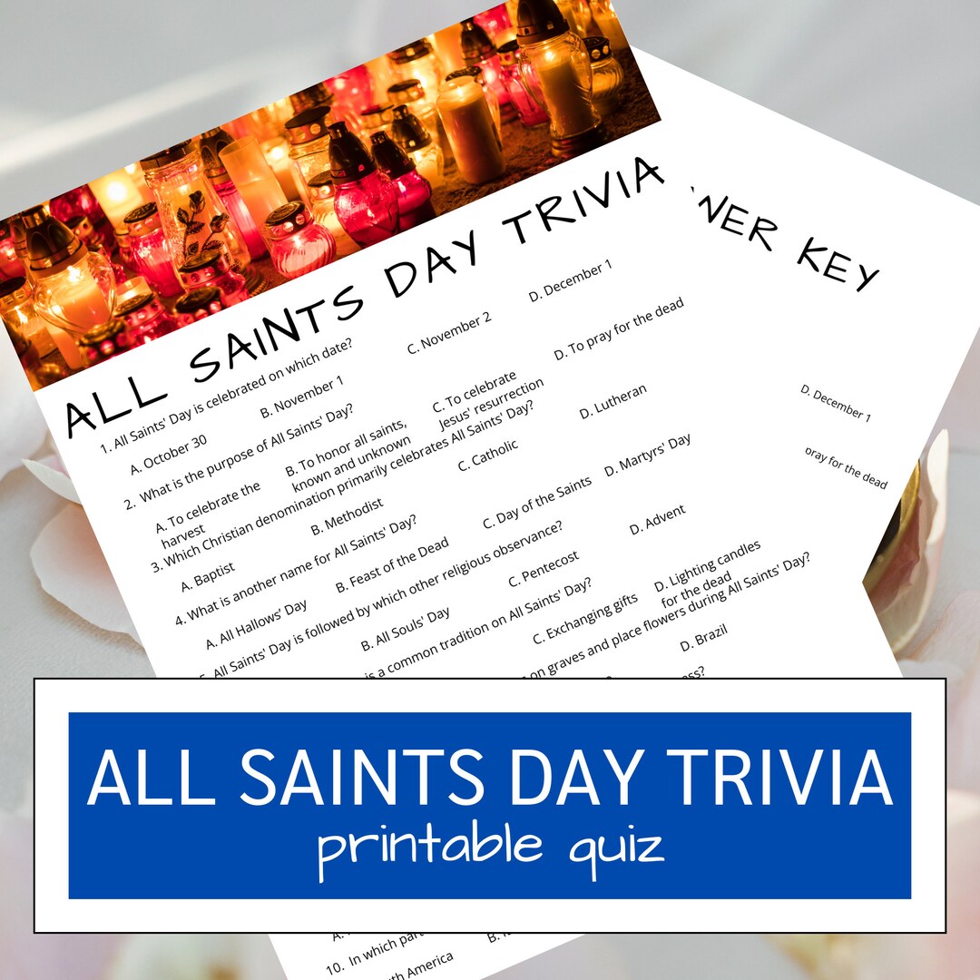 All Saints Day Quiz | Printable Bible Trivia Game | Sunday School Games ...