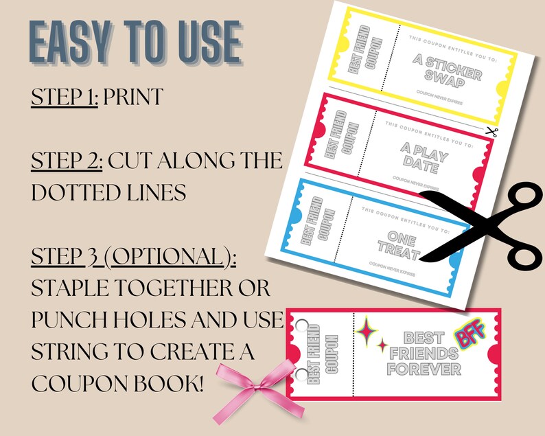 Best Friend Coupon Book | Kids Friendship Coupons | Gift Vouchers for ...