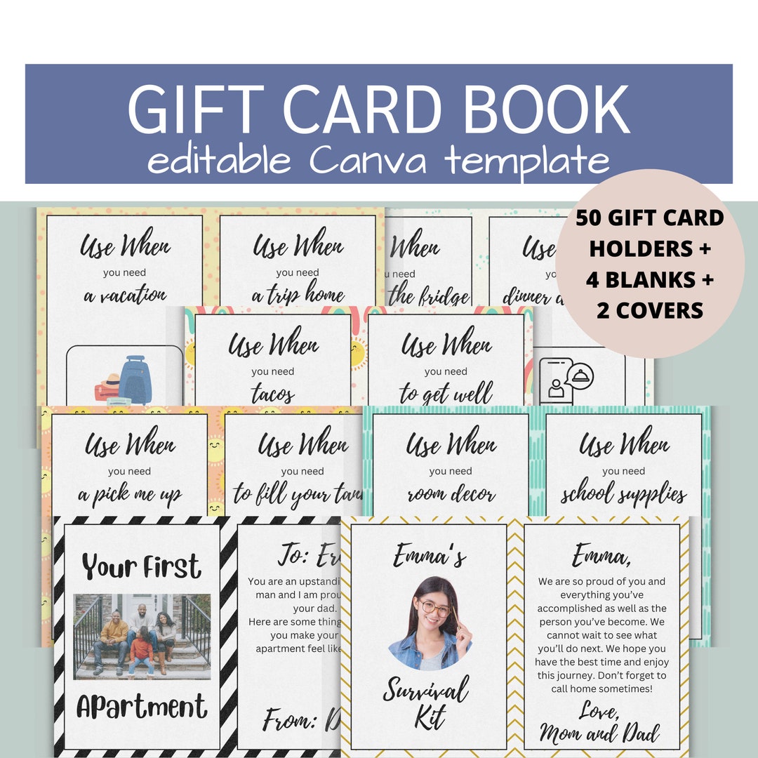 Gift Card Book Canva Template | Custom Graduation Gift | First ...