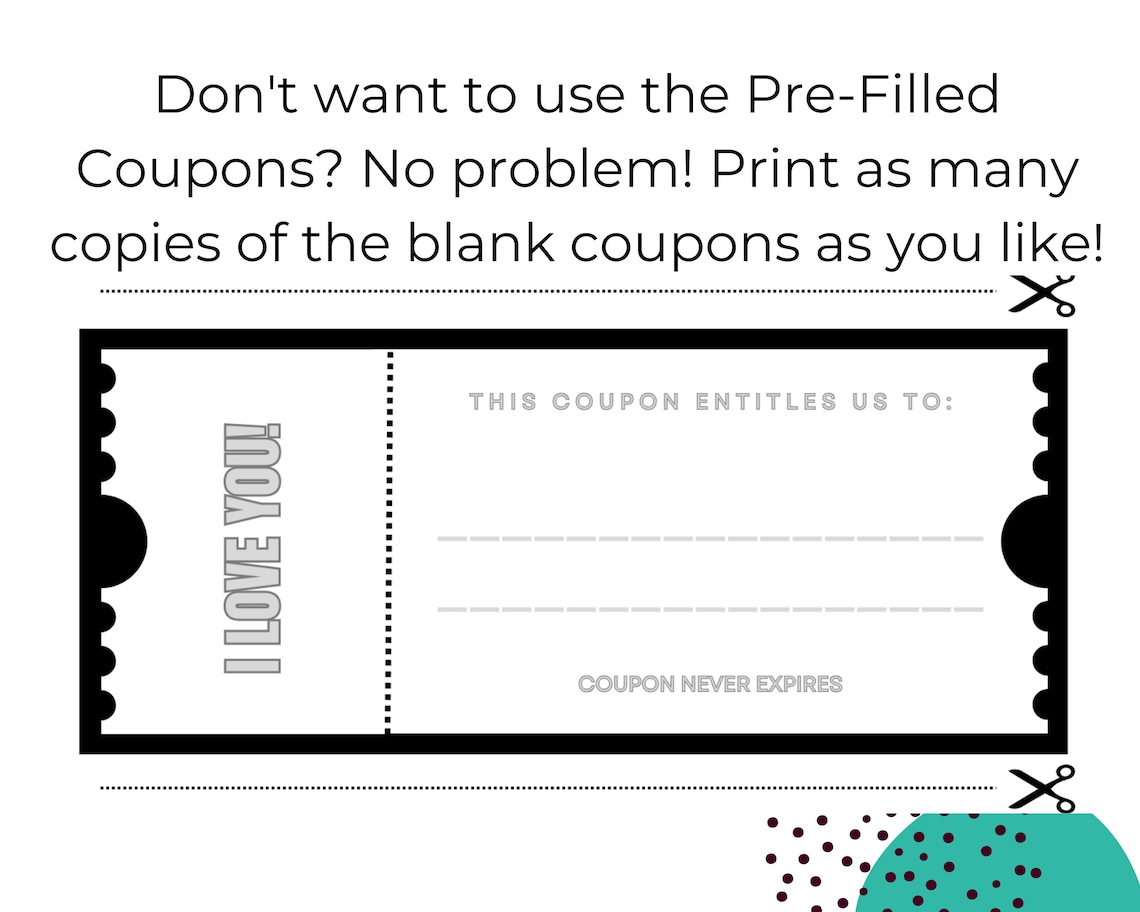 Date Night Coupons for Couples | Printable Monochrome Romantic Love Coupon Gift Ideas | Last ...