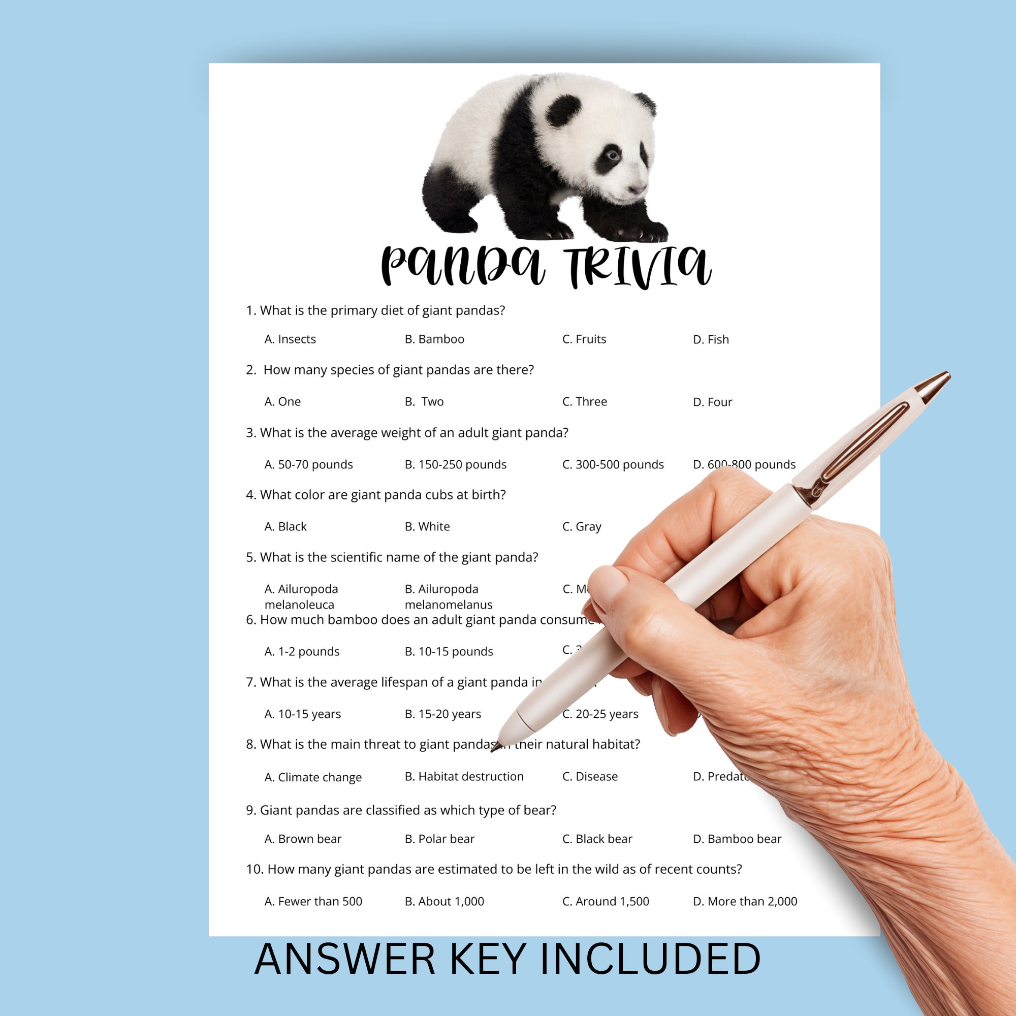 Panda Printable Quiz | Giant Panda Trivia Game | Animal Classroom ...