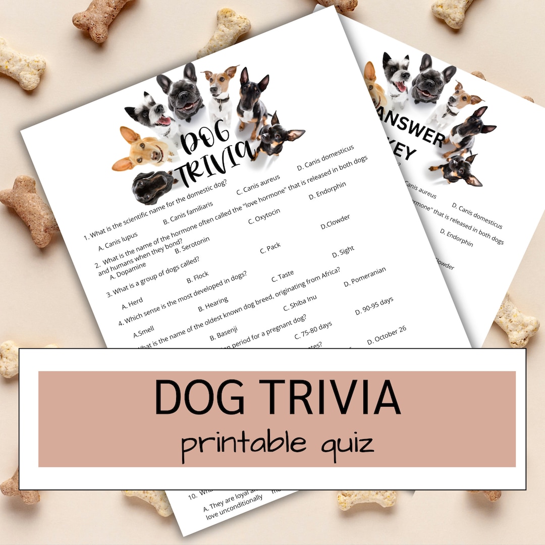 Dog Trivia | Dog Quiz | Printable Pet Game | Pet Owner Activities ...