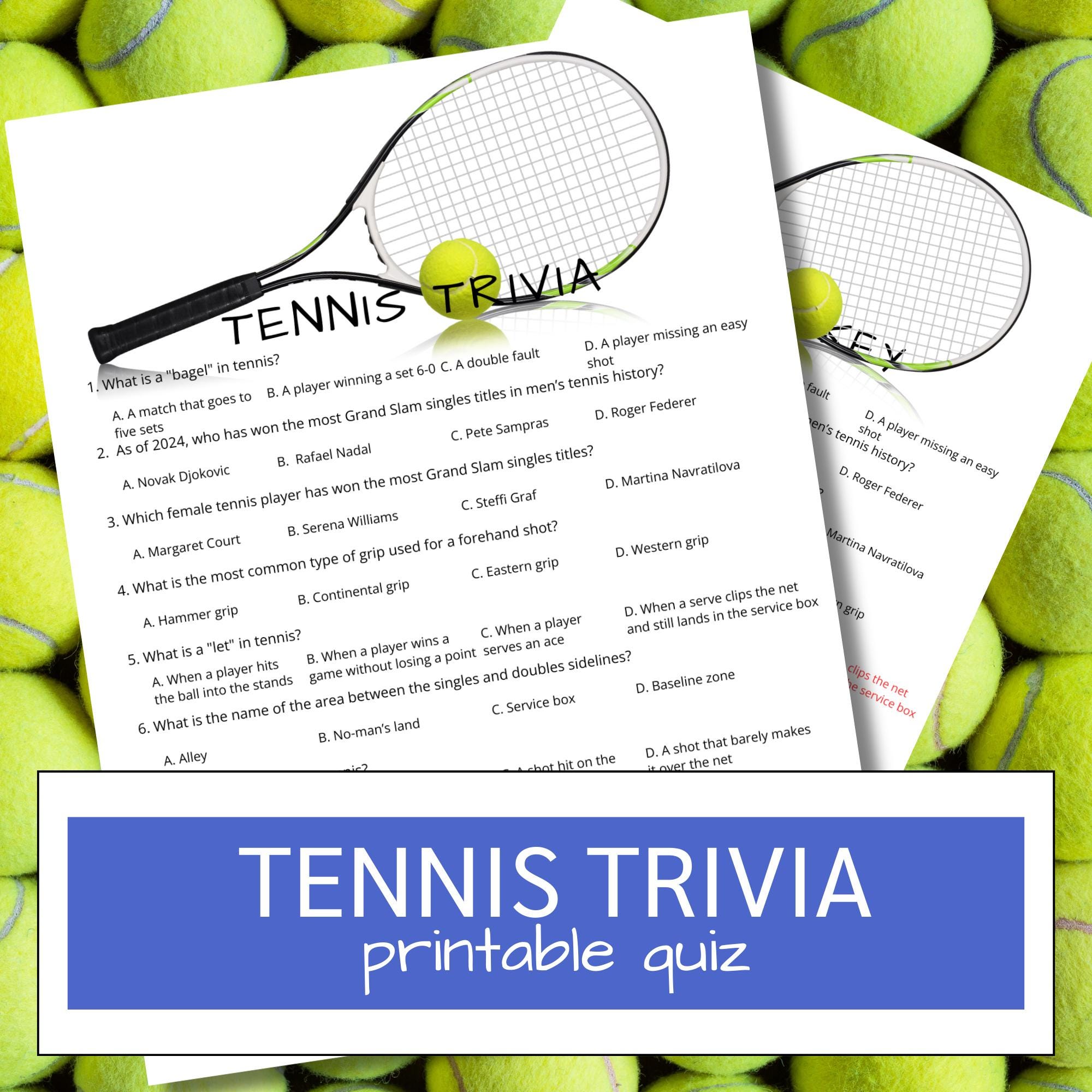 Tennis Trivia Game | Printable Tennis Quiz | Sports Trivia Quiz ...