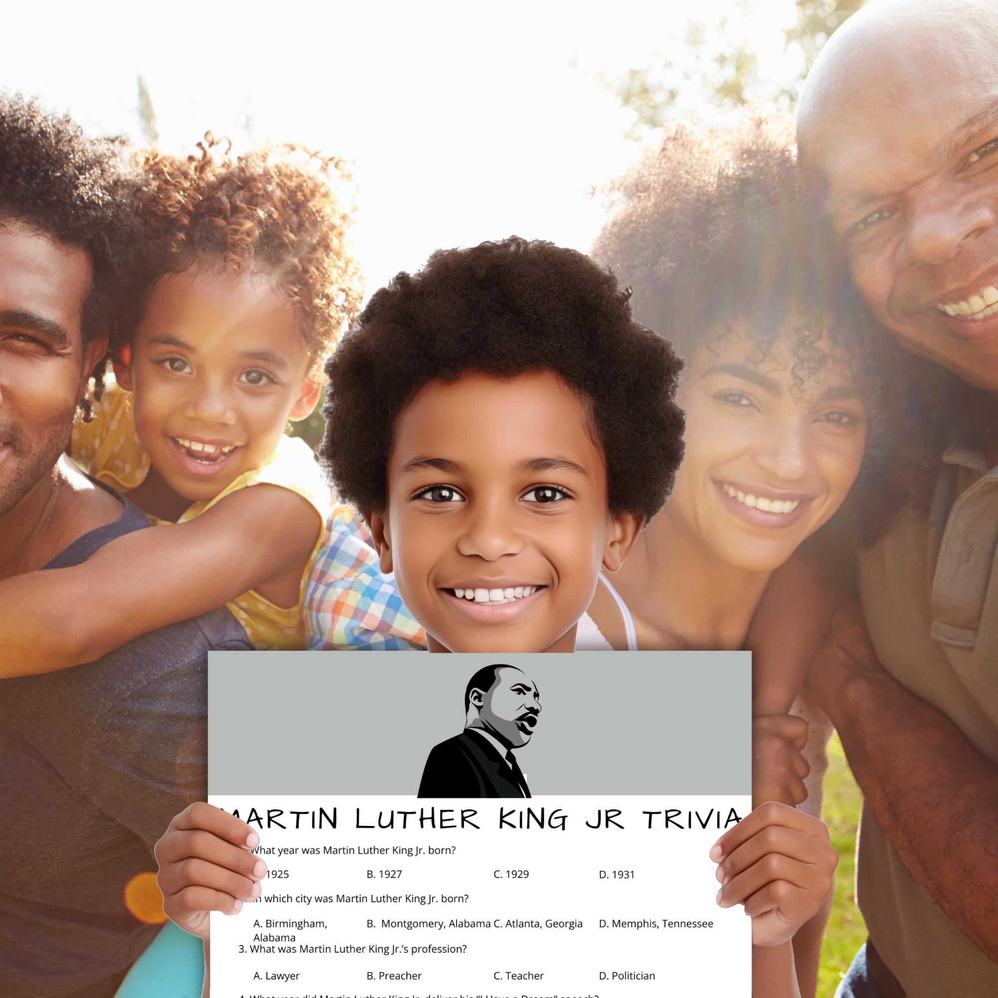 Martin Luther King Jr Quiz Printable | Black History Month Trivia Game ...