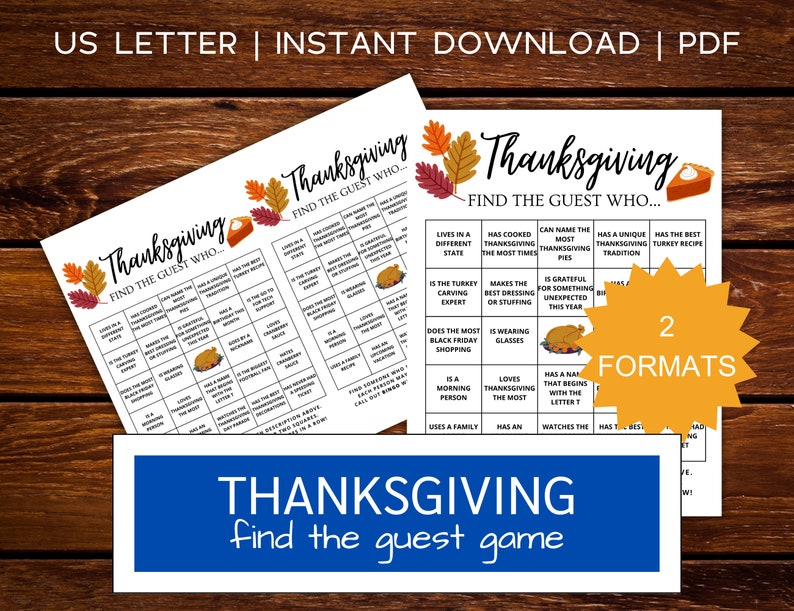 Thanksgiving Find the Guest Bingo | Friendsgiving Icebreaker | Fall ...