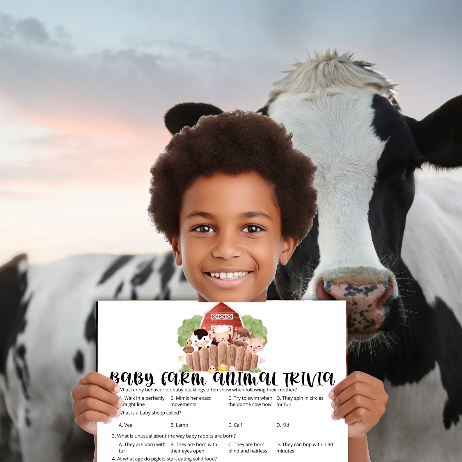 Baby Farm Animal Quiz Farm Baby Shower Trivia Questions Baby Shower ...