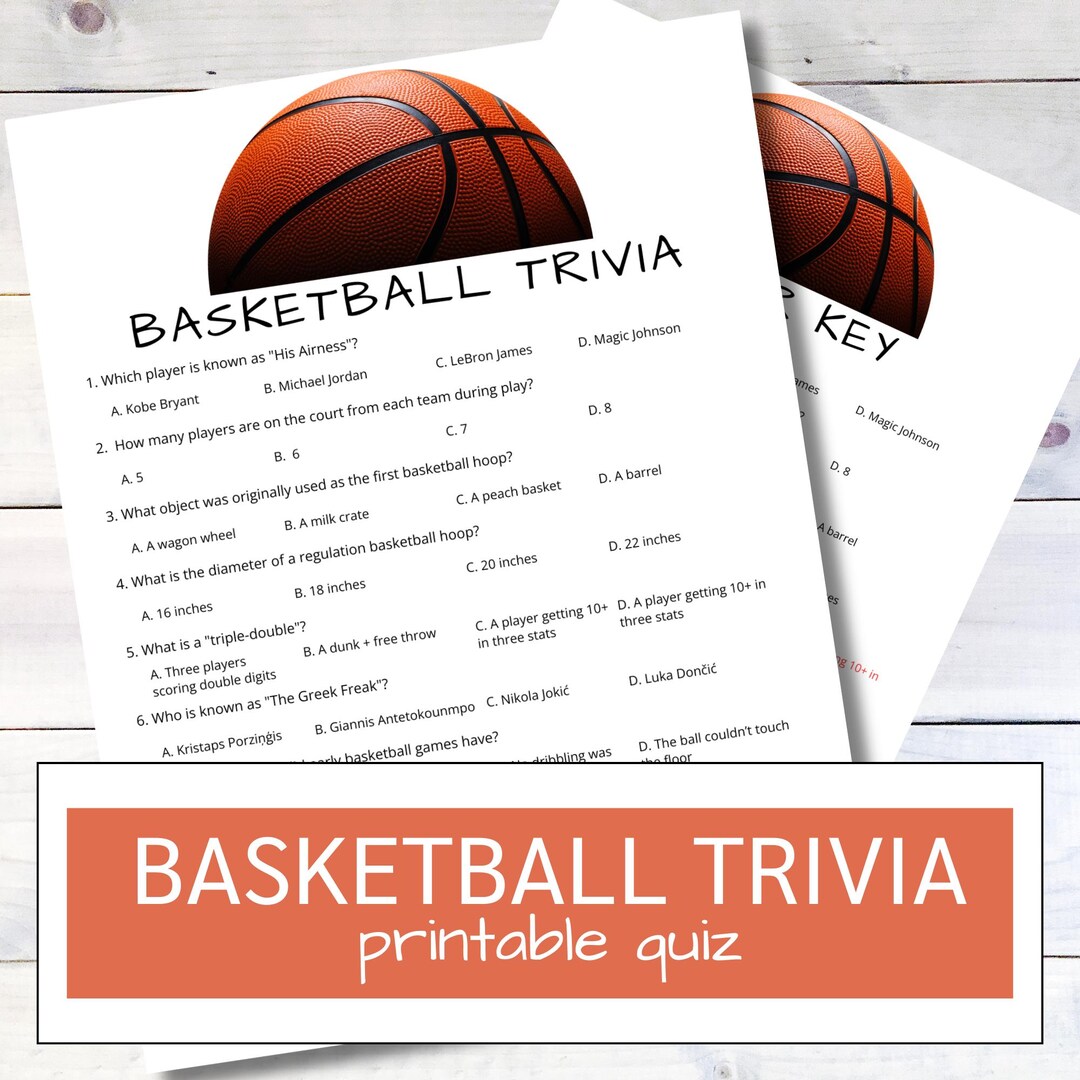 Basketball Trivia Game | Printable Basketball Quiz | Family Game Night ...