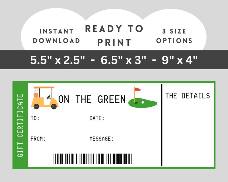Personalized Golf Gift Certificate: Printable Birthday Voucher (PDF) - Etsy