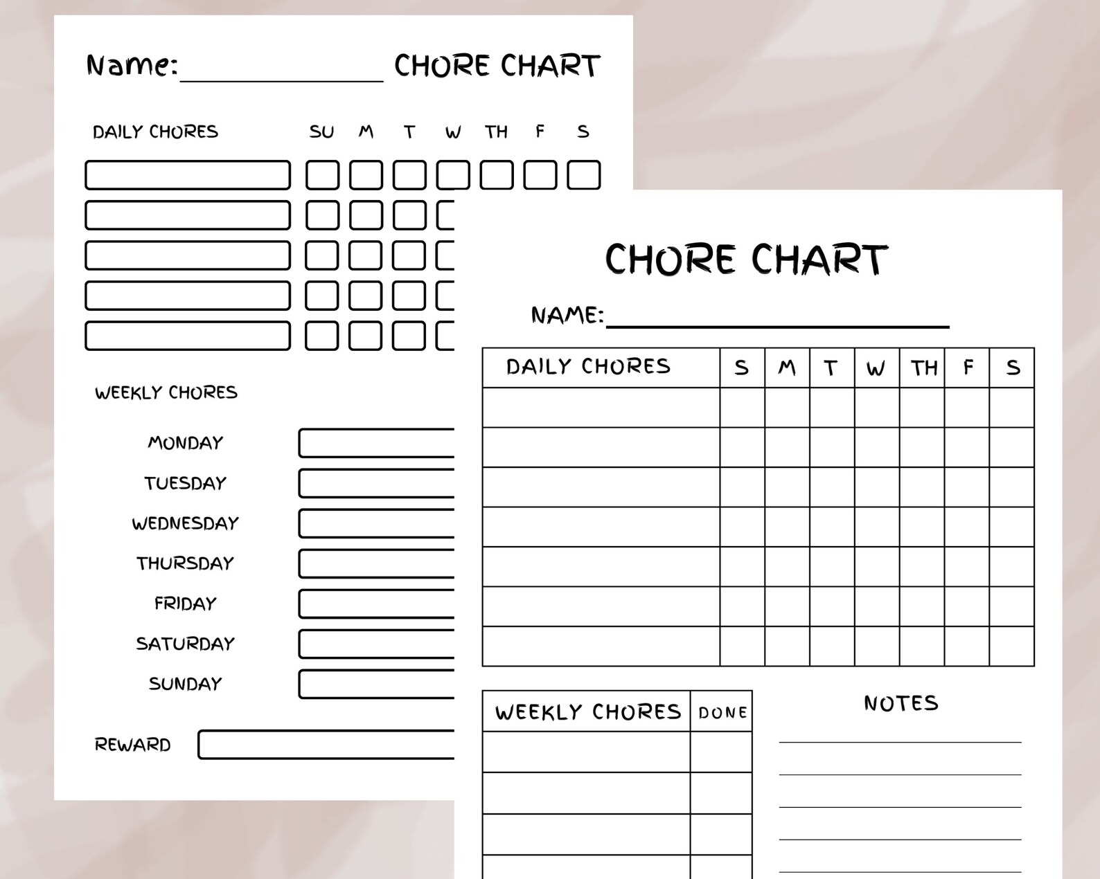Minimalist Kids Chore Chart Printable Template Children's Cleaning ...
